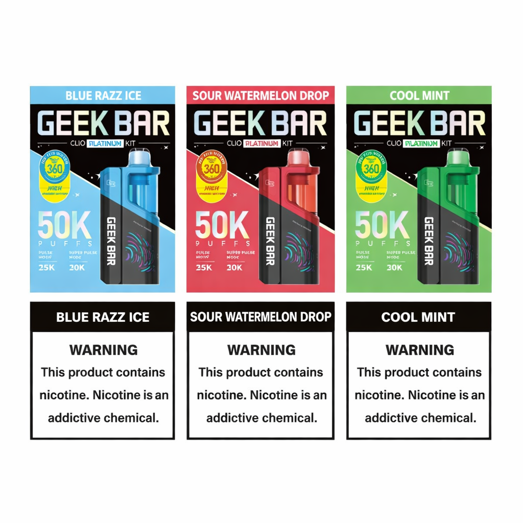 Geek Bar CLIO Vape – Kit & Pods 50K Puffs – Platinum Edition – GBar Vape
